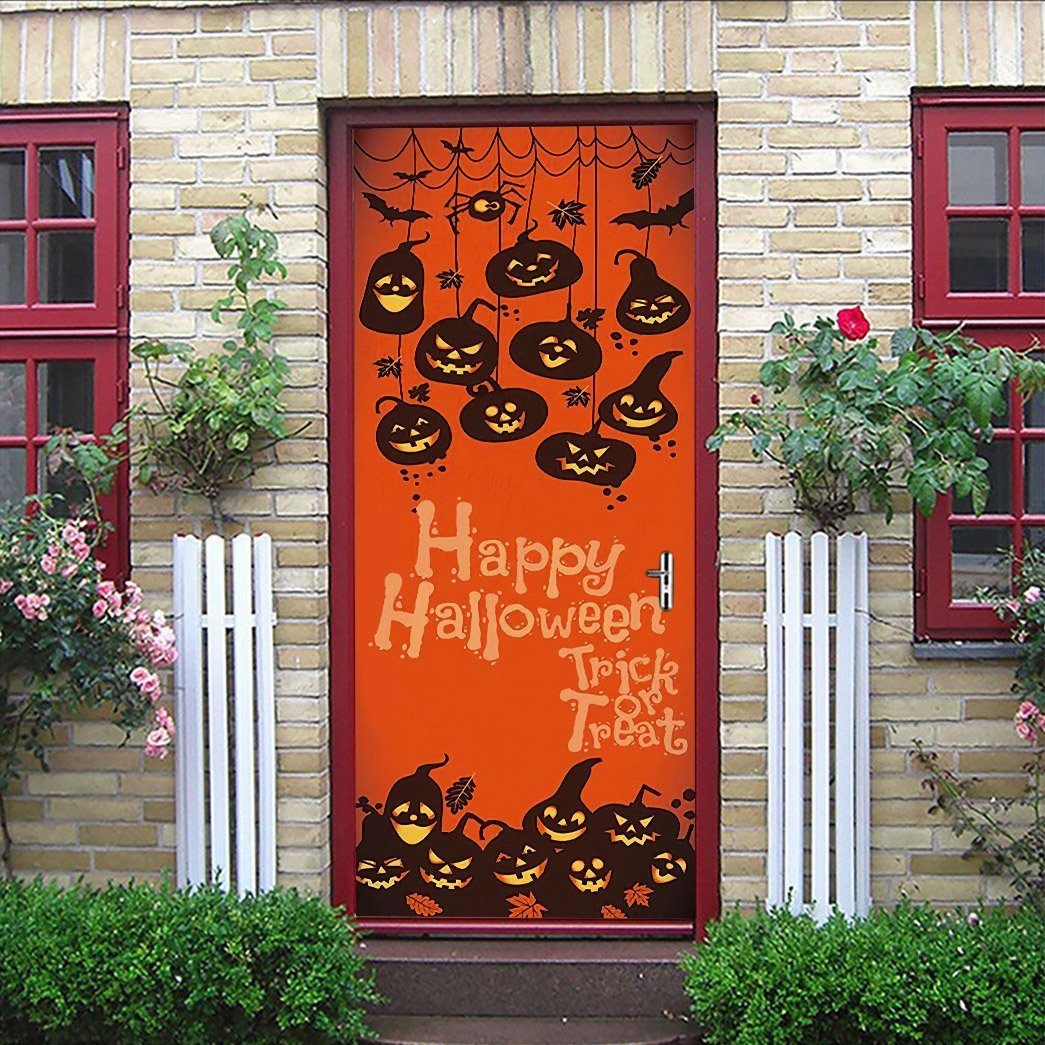 Gearhumans 3D Trick Or Treat Happy Halloween Custom Door Stickers