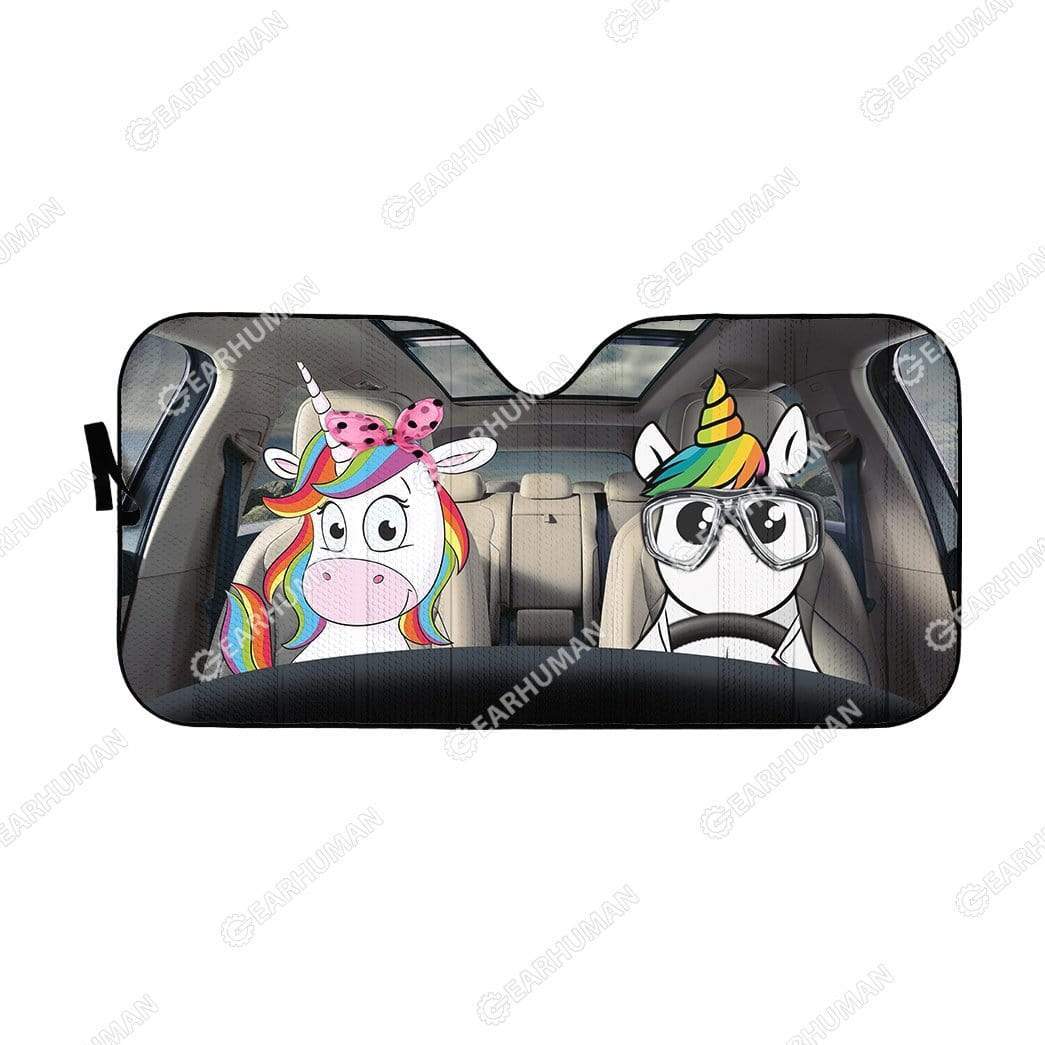 Gearhumans Custom Car Auto Sunshade Unicorn