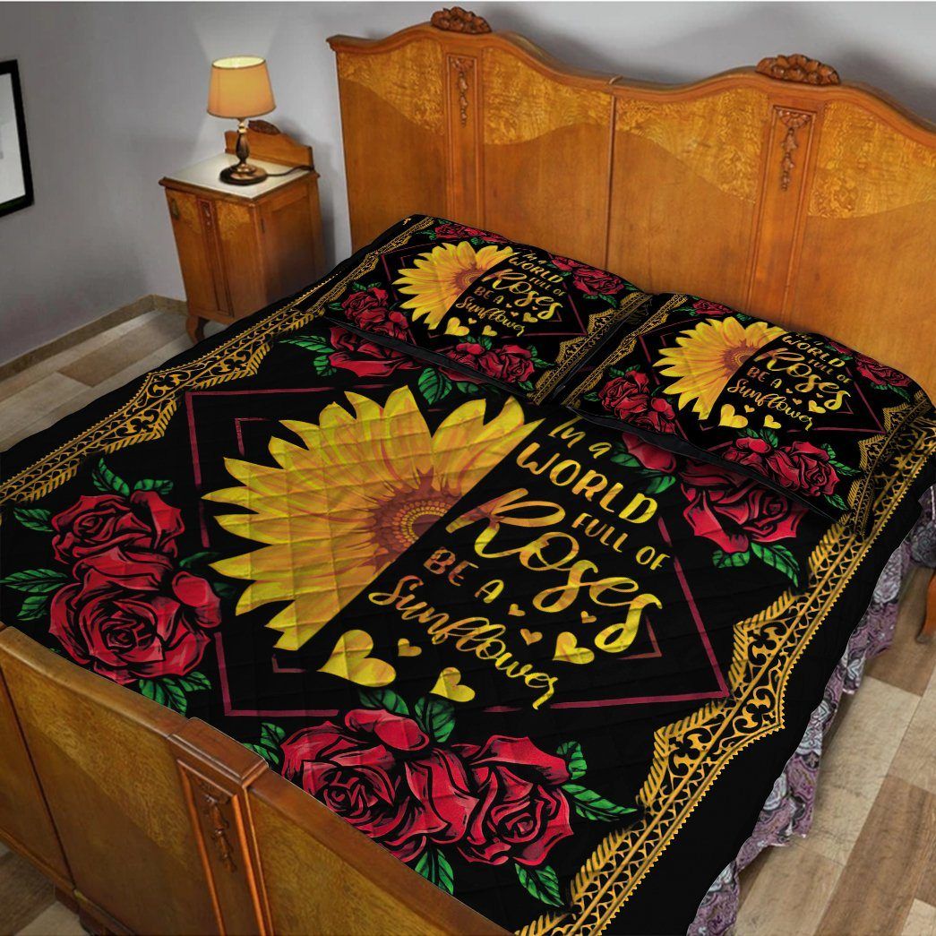 Gearhumans 3D Be A Sunflower Custom Quilt Set