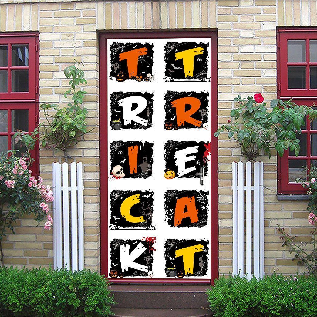 Gearhumans 3D Trick Or Treat Halloween Custom Door Stickers