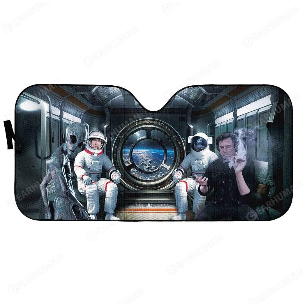 Gearhumans Custom Car Auto Sunshade Elon Musk And Astronauts