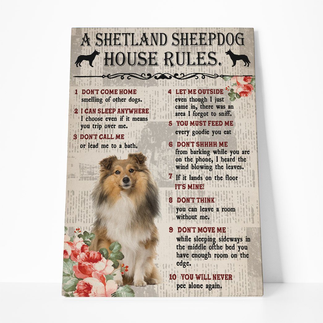 Gearhumans 3D A Shetland Sheepdog House Rules Canvas