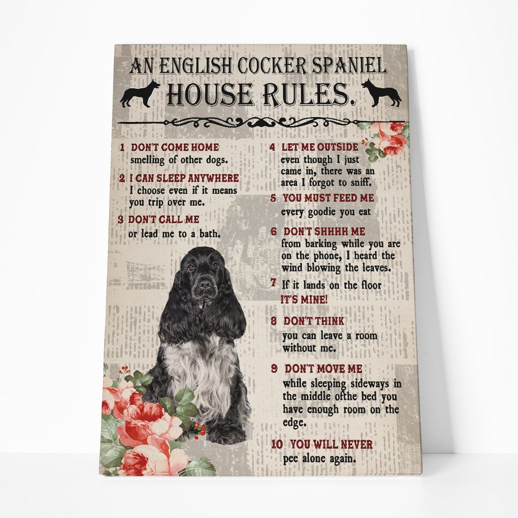 Gearhumans 3D An English Cocker Spaniel House Rules Canvas