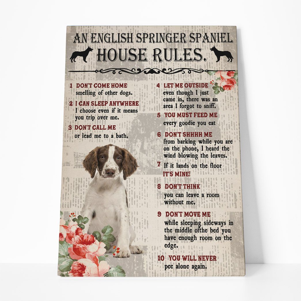 Gearhumans 3D An English Springer Spaniel House Rules Canvas