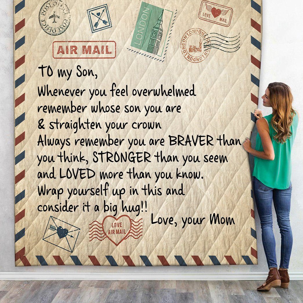 Gearhumans 3D Letter To Son From Mom Custom Quilt
