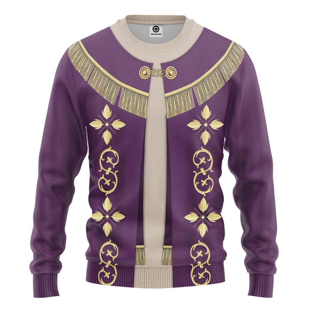 Gearhumans 3D Pope Francis In Purple Liturgical Vestment Custom Sweats