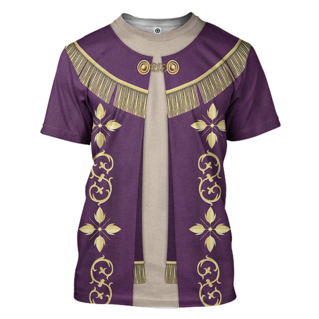 Gearhumans 3D Pope Francis In Purple Liturgical Vestment Custom Tshirt