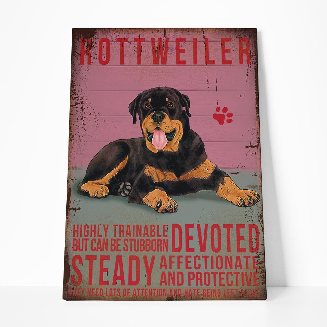 Gearhumans 3D Rottweiler Dog Vintage Quotes Custom Canvas