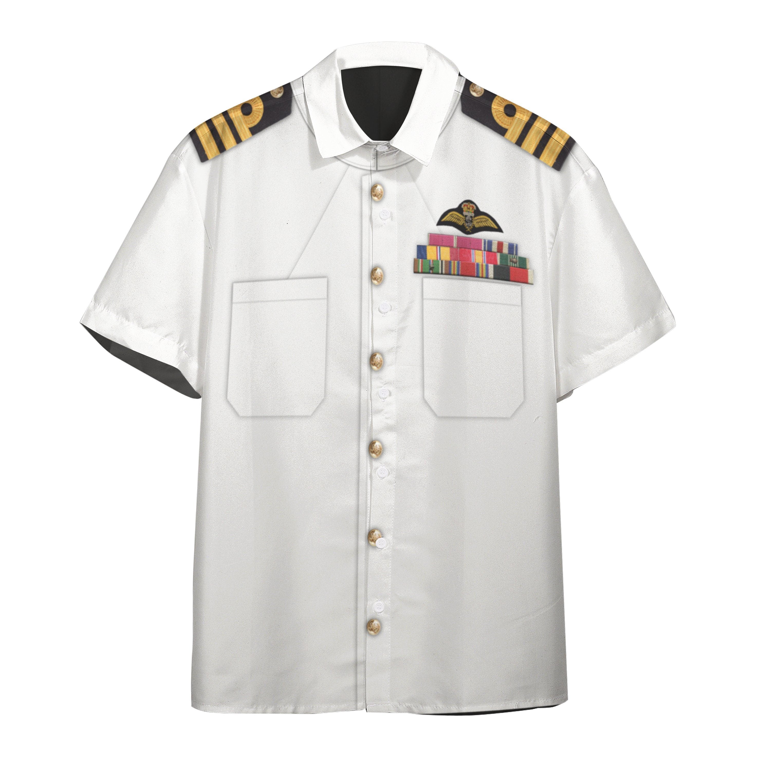 Gearhumans 3D White Uniforms Of The Royal Navy Custom Short Sleeve Shi