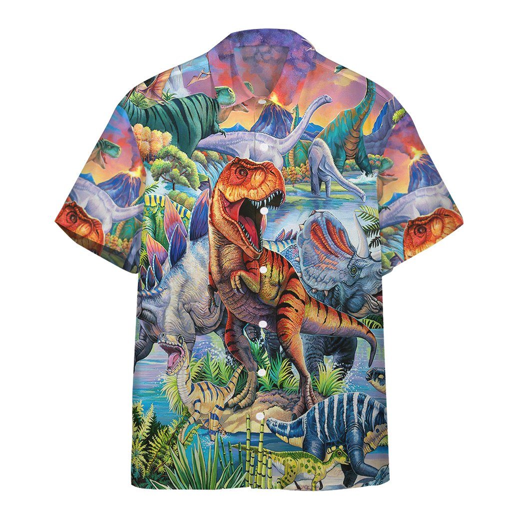 Gearhumans 3D Dinosaur World Hawaiian Custom Short Sleeve Shirts