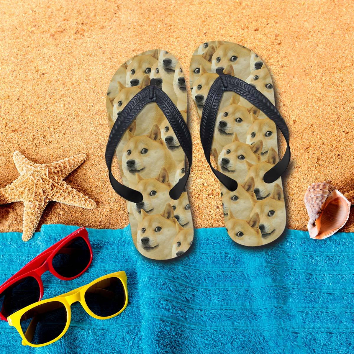 Gearhumans 3D Doge Meme Custom Flipflop