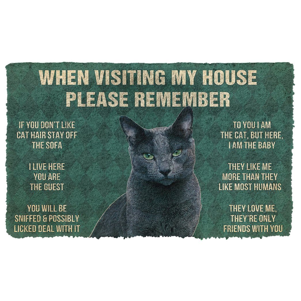 Gearhumans 3D Please Remember Russian Blue Cat House Rules Custom Door