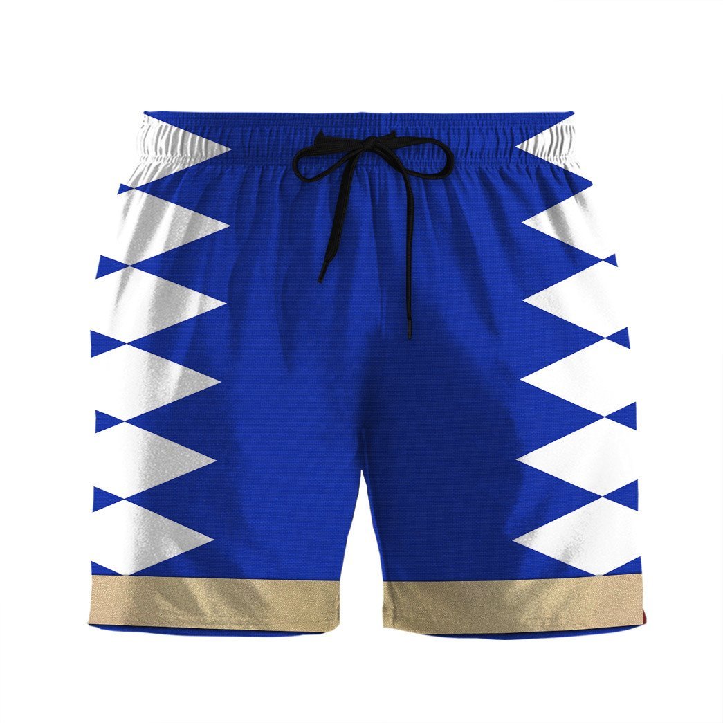 Gearhumans 3D Power Ranger Blue Dino Thunder Shorts